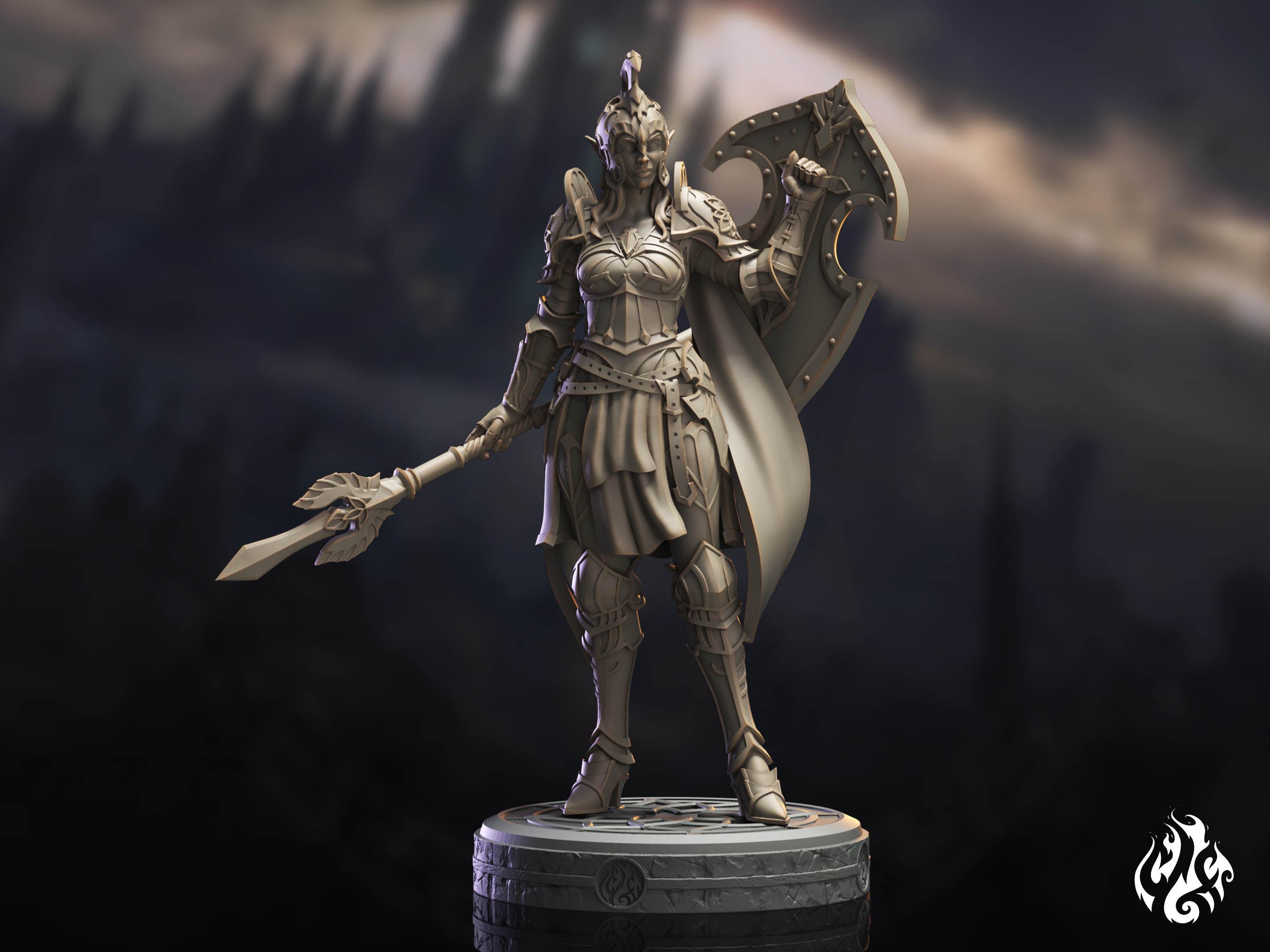 Liriel Elf Shieldmaiden Miniature For Fantasy Rpg Tabletop Games 28 6232